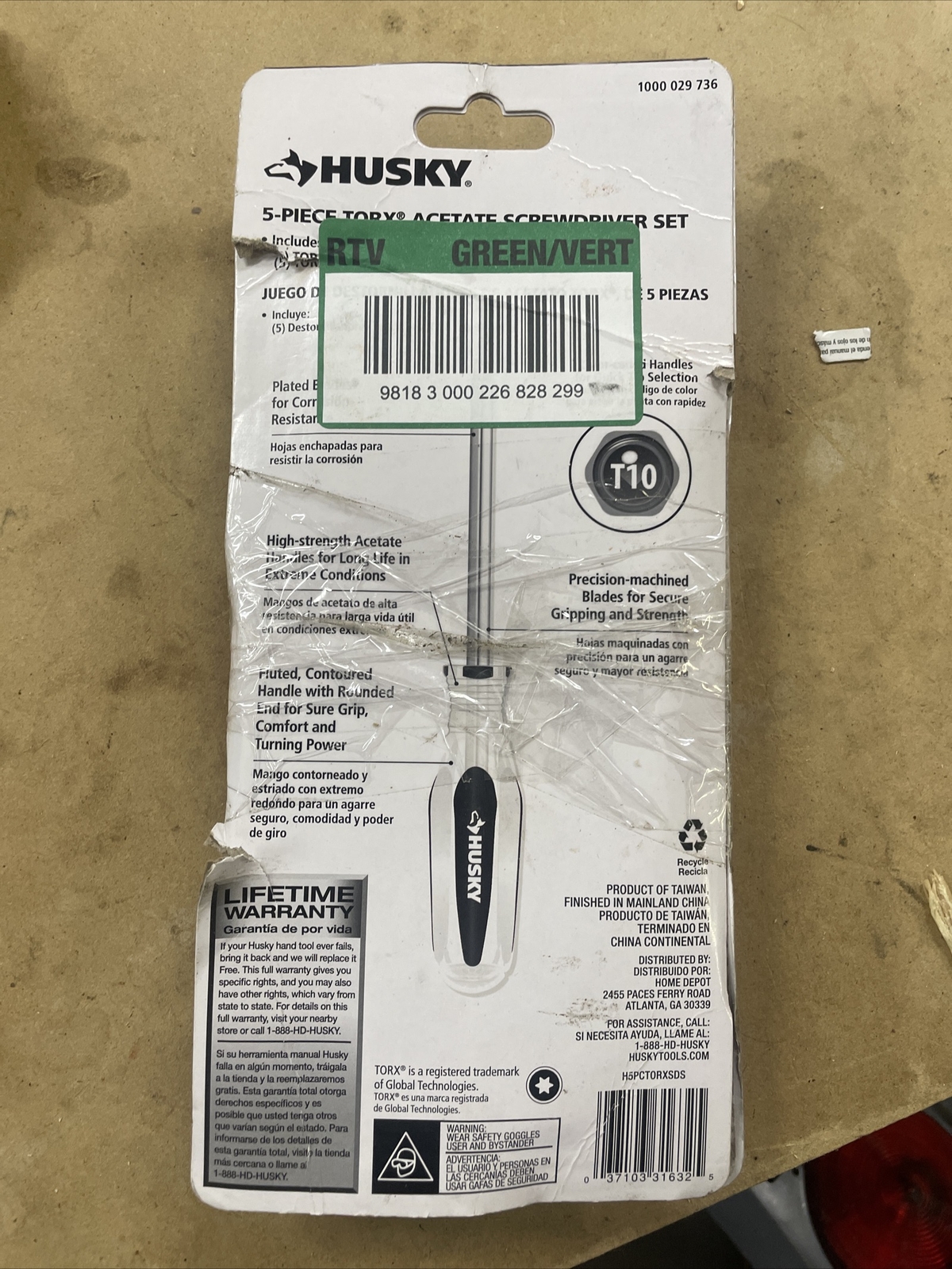 HUSKY 5-PIECE TORX ACETATE SCREWDRIVER SET: T10, T15, T20, T25, T30 ...