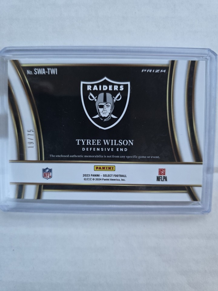 2023 Panini Select Football Tyree Wilson Rookie 2 Color Patch White /75 ...