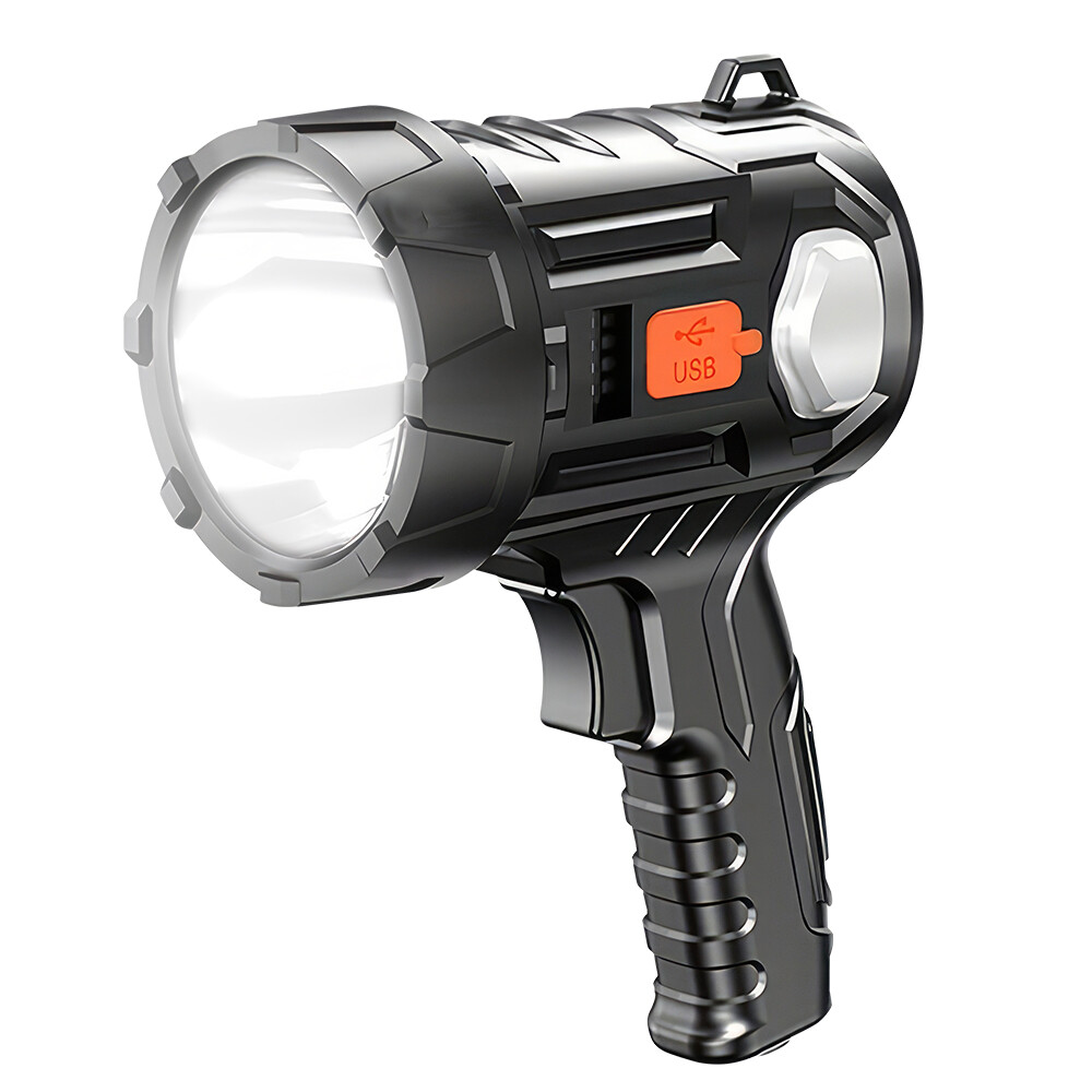 Rechargeable LED Searchlight Torch Handheld Spotlight Flashlight Side ...