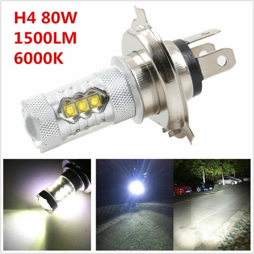 H4 80W Super Bright COB LED ATV Motorcycle Headlight Hi/Lo Beam Front ...