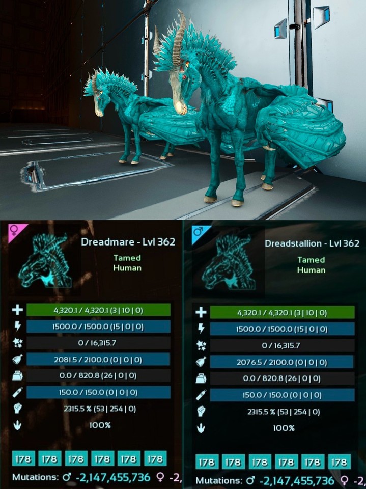 Dreadmare/Dreadstallion 2315% Top Melee Full ColorPair ASA PVE Survival ...