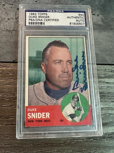 1963 TOPPS DUKE SNIDER #550 PSA AUTHENTIC AUTO NEW YORK METS | eBay
