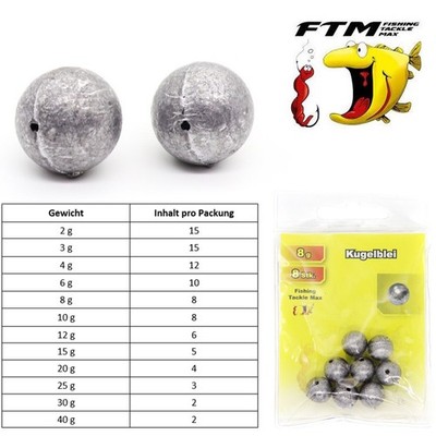 Kugelblei 2g - 40g | Angelblei mit Loch Bleigussform Angel Grund Blei ...