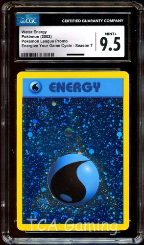 CGC 9.5 MINT+ Water Energy REVERSE HOLO Promo LEAGUE Energize Pokemon ...