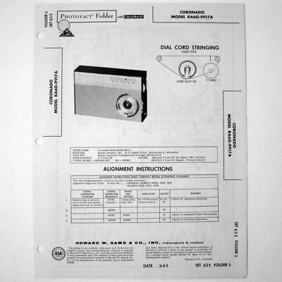 Coronado Model RA-60-9917 AM Portable Radio SAMS Photofact ™ 1963 - New ...
