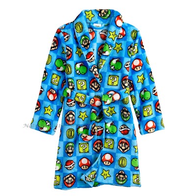 Super Mario Bros. Robe Size 4 6 8 10 Boy Pajamas Swimsuit Cover Up ...