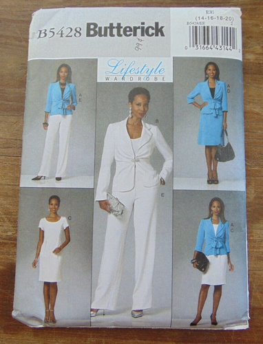 Butterick 5428 Lifestyle Wardrobe Pants Dress Blazer Sizes 14-20 New ...