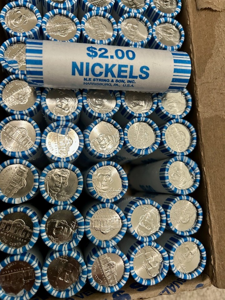 2025 P Jefferson Nickel Uncirculated Original Bank Box Of 50 Rolls. BU ...