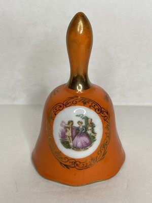 Vintage Enesco Orange Bell Collectible Victorian Scene Beautiful Bell ...