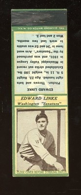 1935-36 Diamond Matchbooks U3-1 Baseball #105 Edward Linke (1935) GD | eBay