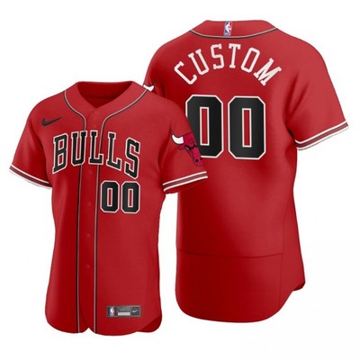 Custom Nike 2020 CHICAGO BULLS NBA x MLB Crossover Special Edition Red ...