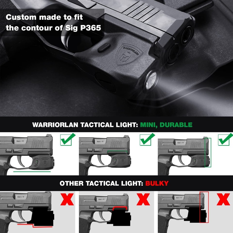 Tactical Flashlight 150 Lumen Weapon for Sig Sauer P365 / P365 XL With ...