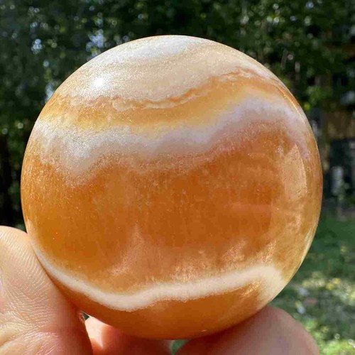 335Gnatural yellow Calcite sphere quartz crystal polished ball healing ...