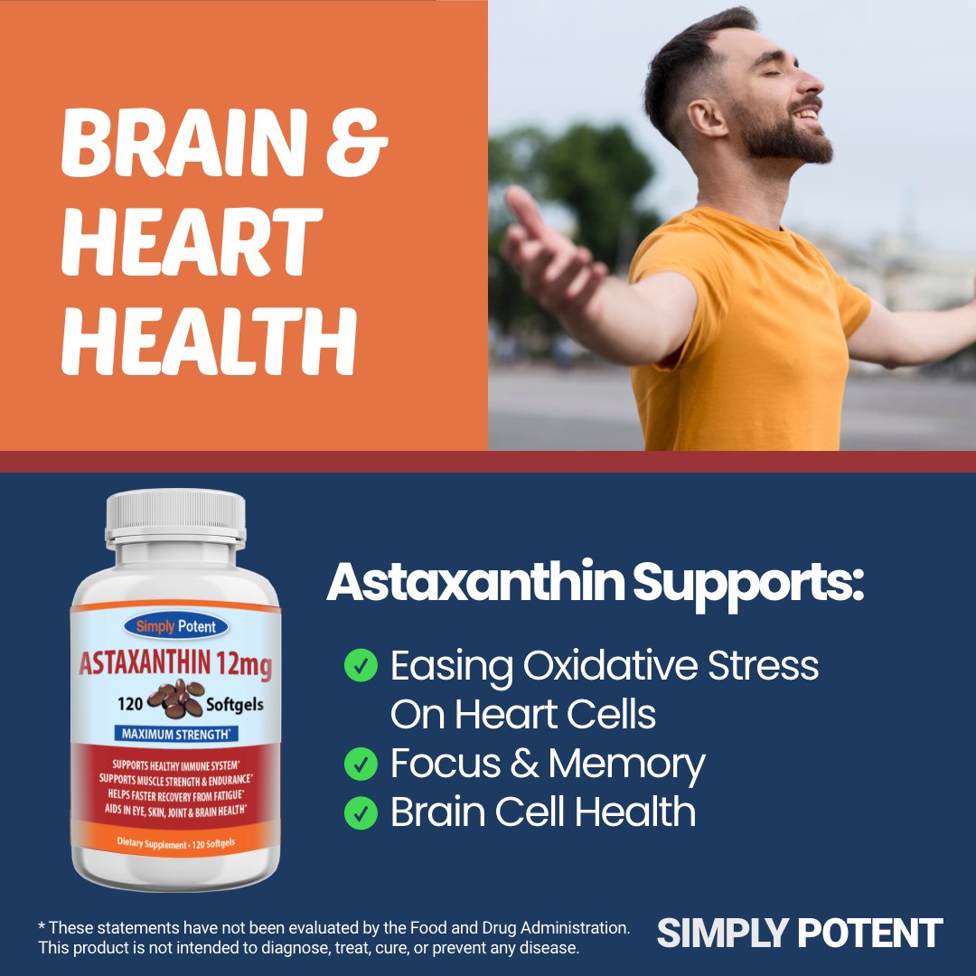 Astaxanthin 12mg 120 Softgels - Premium Antioxidant Supplement | Immune ...