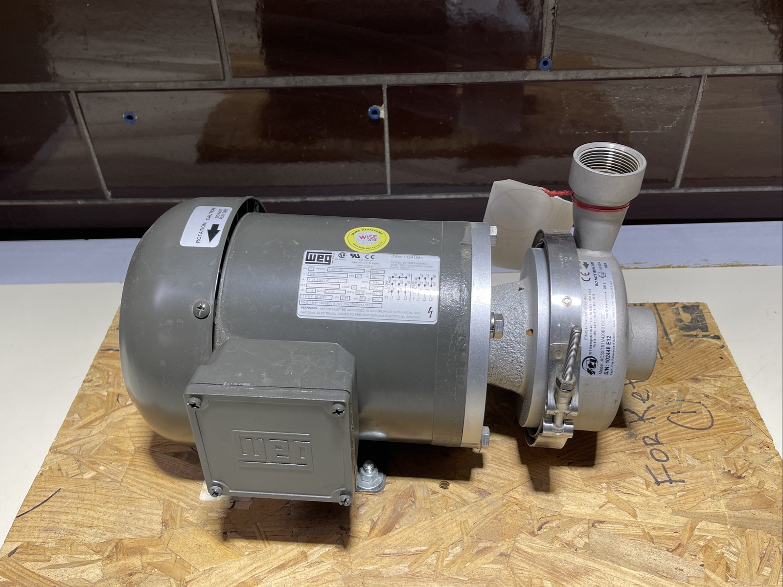 Finish Thompson AC5STS1V420B015C22 1.5HP 230460V 100GPM 2x1-1/2 ...