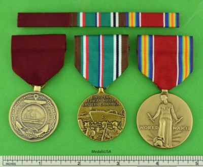 3 WWII Navy Medals & Ribbons - Good Conduct, European Theater, WW2 ...