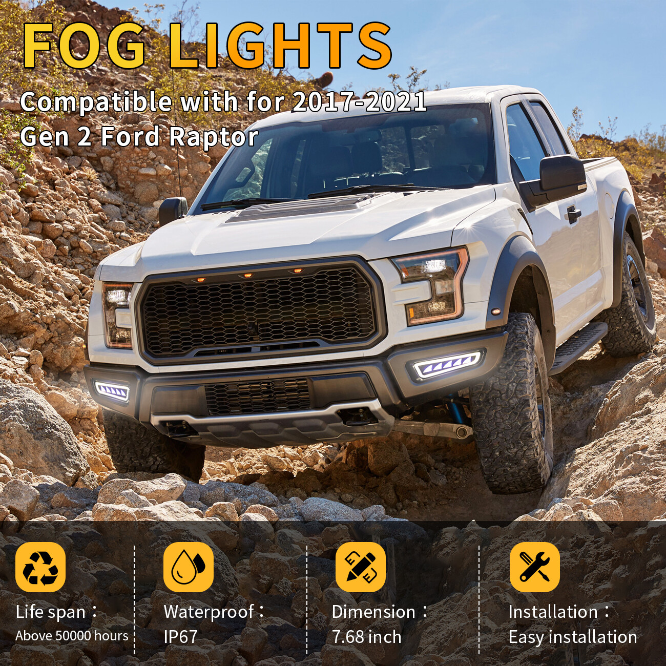 LED Fog Light with DRL Turn Signal Fit for Ford F150 Raptor 2017 2018 ...