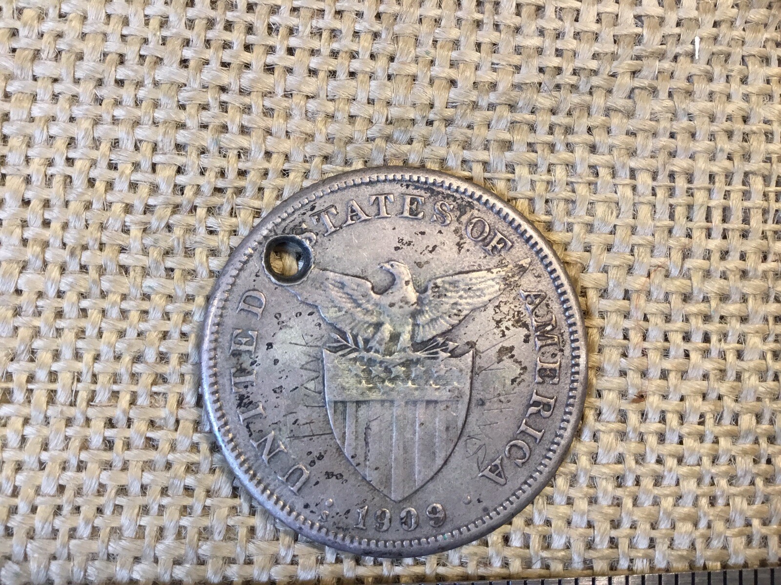 ORIGINAL US 1909 ONE PESO COIN CARRIED BY USN VETERAN WITH HIS NAME ...