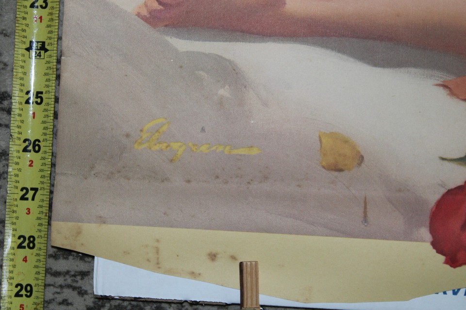 Vintage Gil Elvgren Pin-Up Print Calendar Topper Perfection Brunette ...