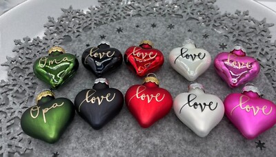 Herz-Weihnachtskugel aus Glas, 4, cm in Wunschfarbe und Wunschtext ...