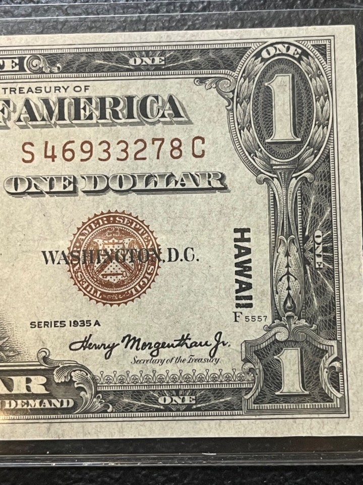 1935-A $1 Dollar SILVER CERTIFICATE HAWAII WWII EMERGENCY OVERPRINT US ...