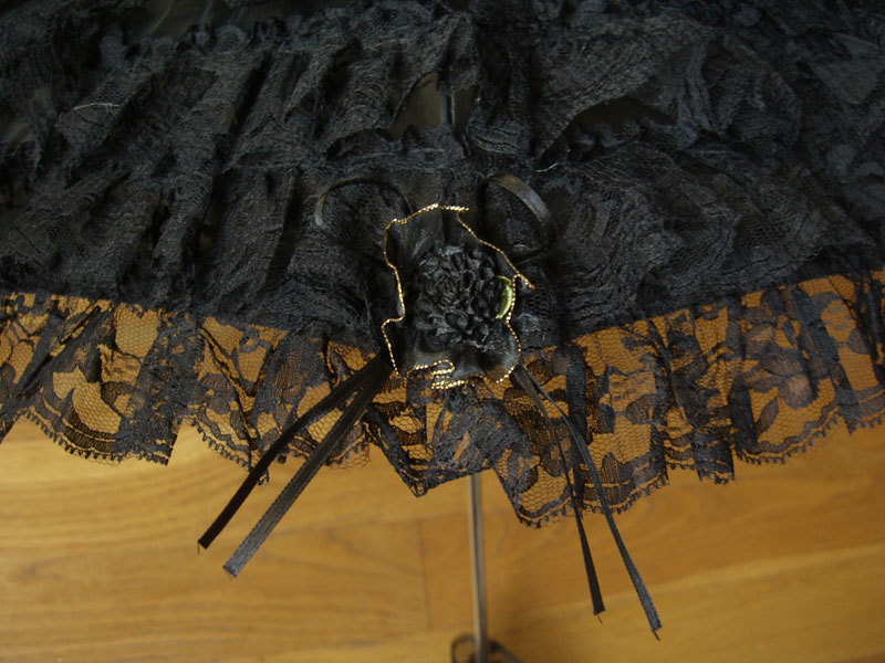 BLACK ROSE Gothic Lolita Layer Lace Umbrella Parasol EGL Punk Victorian ...
