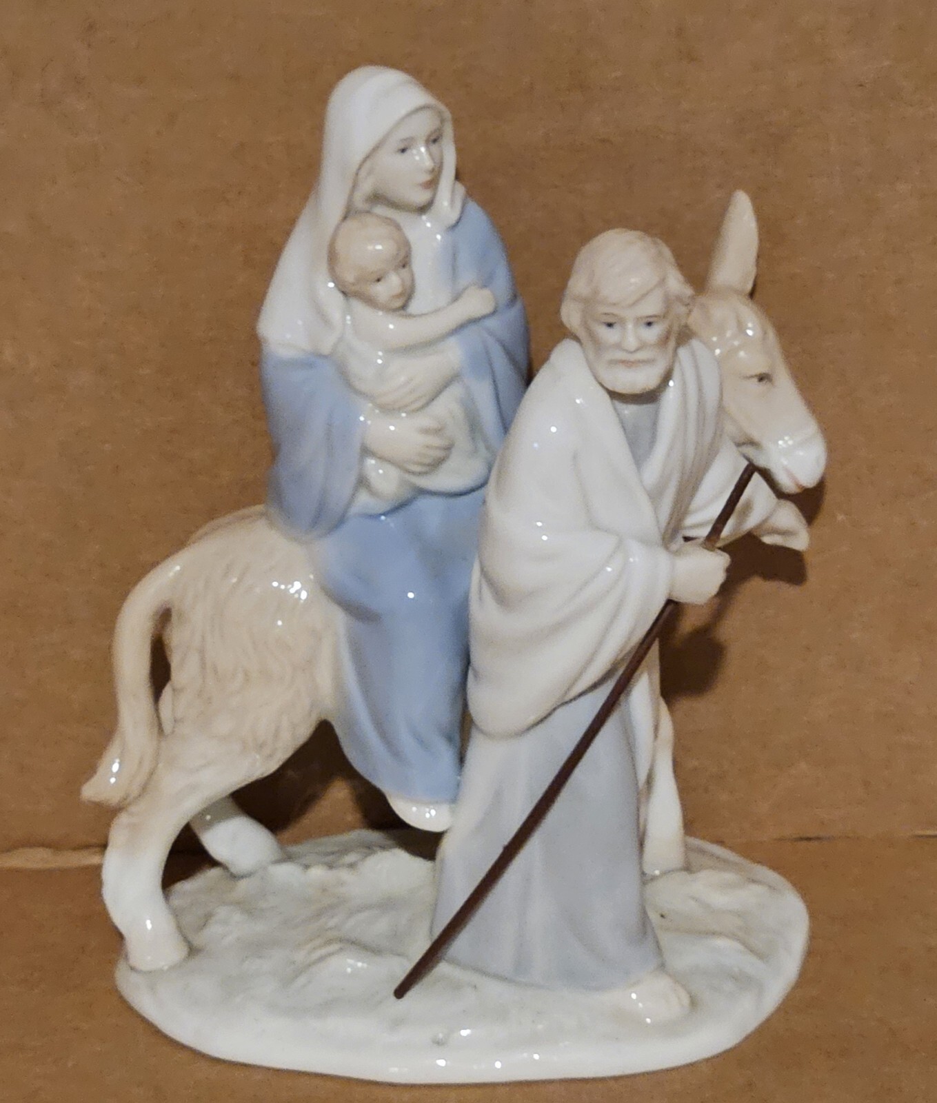 Homco Mary, Joseph with Staff, and Baby Jesus on Donkey Porcelain ...