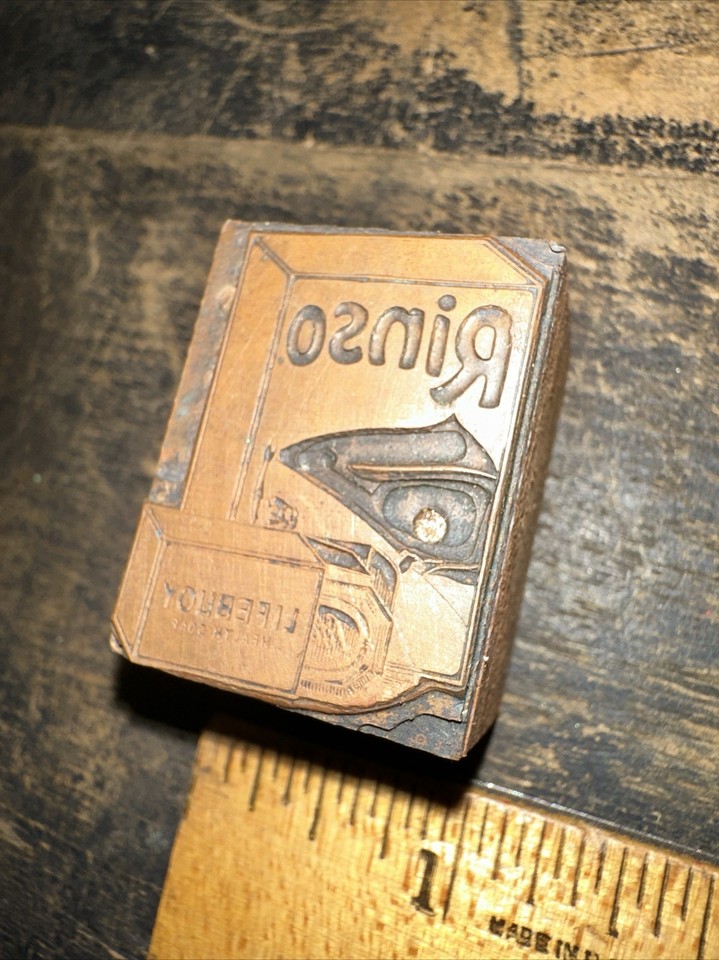 Vintage Printing Block “ Rinso Lifebuoy Soap “ Early Copper Face Block ...