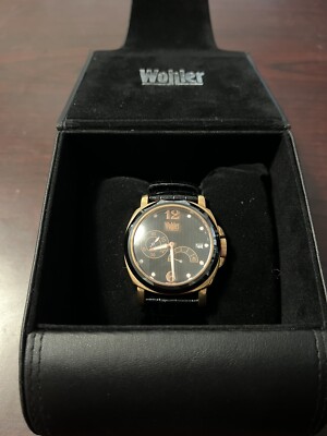 WOHLER GOETHE MENS AUTOMATIC BLACK GOLD STAINLESS STEEL WATER RESISTANT ...