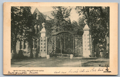 Postcard MA B&W The Grecourt Gates Smith College Northampton ...