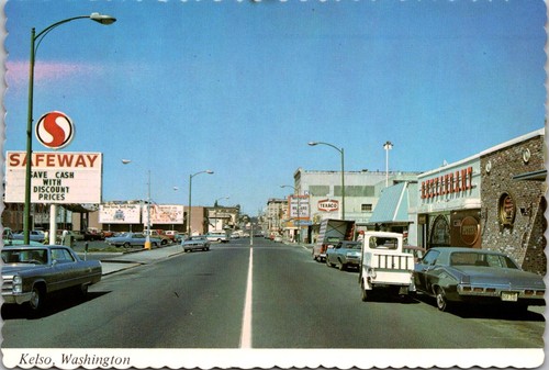 Kelso Washington Street Scene with Safeway Sign Continental Postcard ...