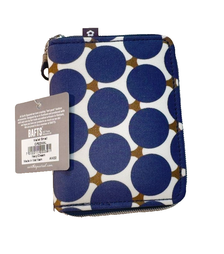 Blue Spotted Zip Wallet Purse Cash Cards Fair Trade Earth Squared Oil ...