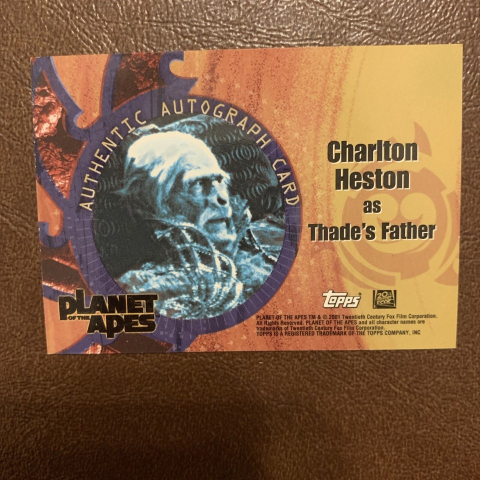 Planet of the Apes Autograph Card - Charlton Heston as Thade's Father ...