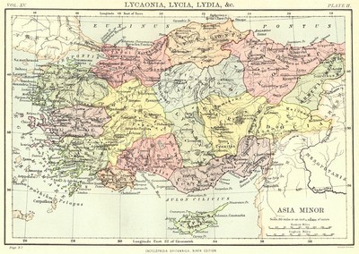 TURKEY. Asia Minor. Lycaonia, Lycia, Lydia. Britannica 9th edition 1898 ...