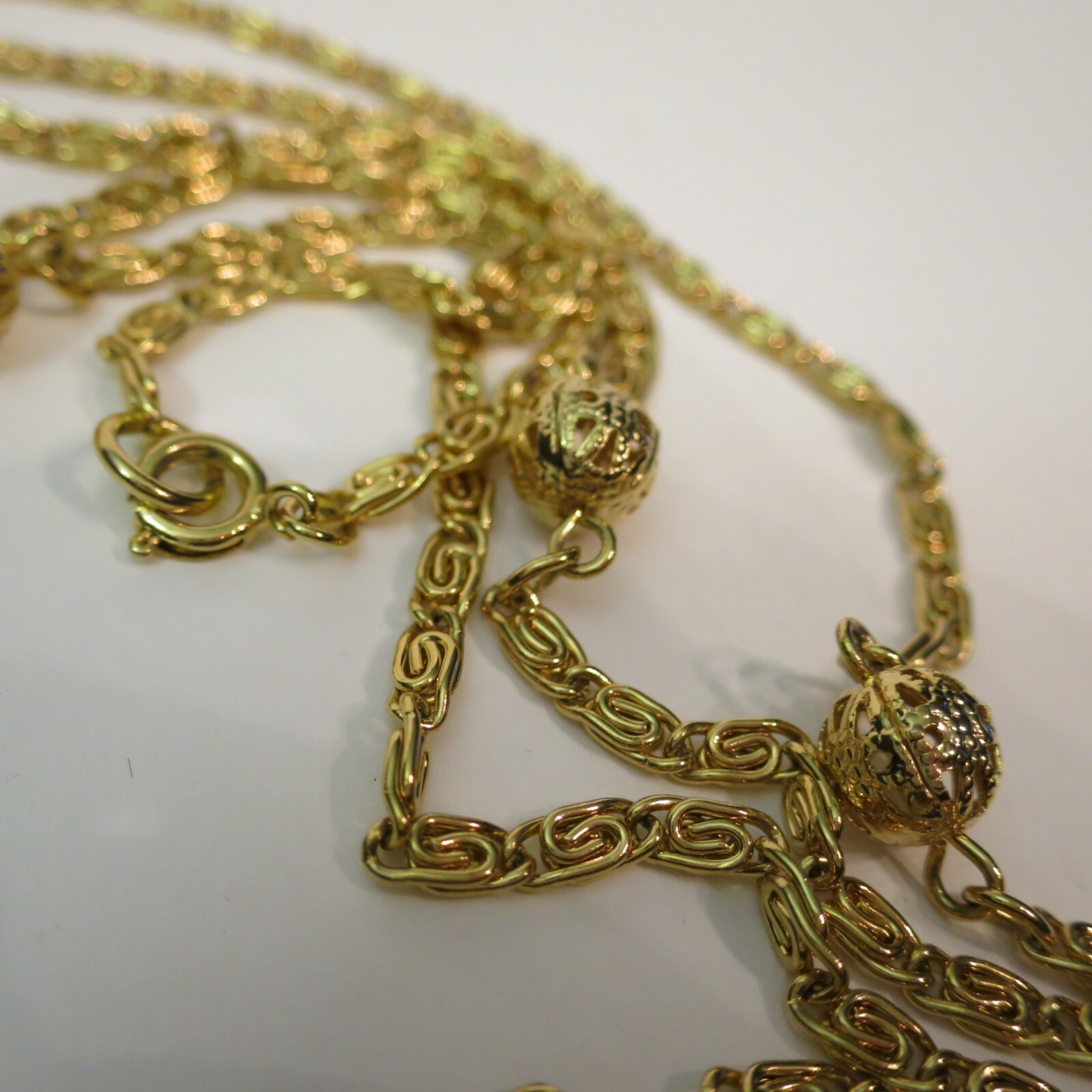 Long 42" Satellite Necklace Lumachina Chain Gold Tone with Filigree ...