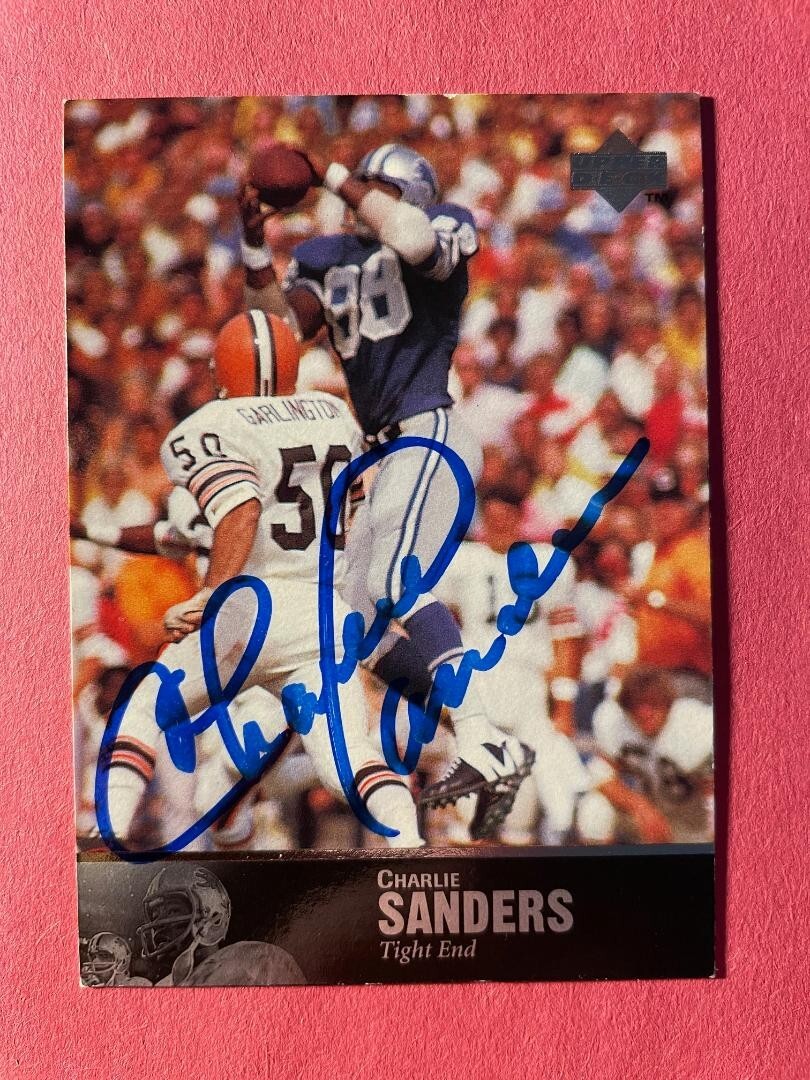 SIGNED CHARLIE SANDERS 1997 UPPER DECK FOOTBALL CARD AUTOGRAPH - LIONS ...