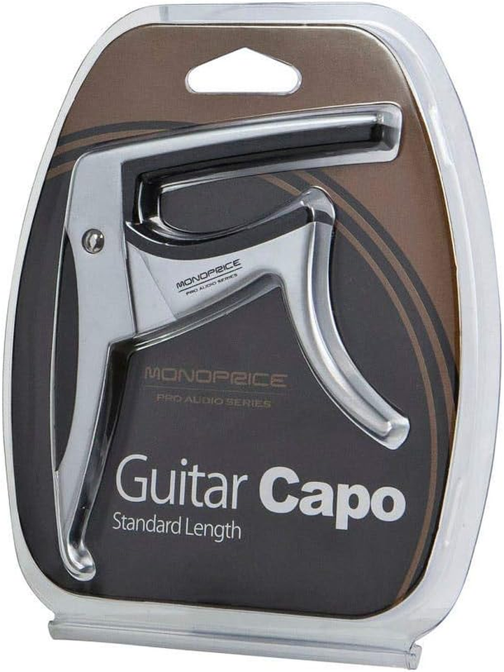Guitar Capo - Silver with Aluminum Body & Rubber Accents, Trigger-Style ...
