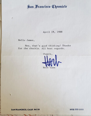 San Francisco Chronicle Herb Caen autograph letter signed | eBay