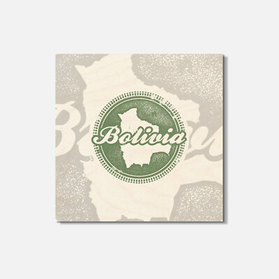 Bolivia Map Grunge 4'' X 4'' Square Wooden Coaster | eBay