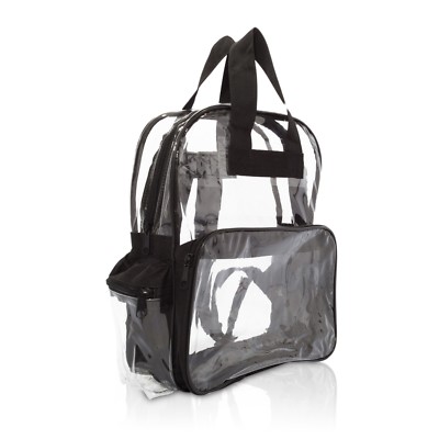 TRANSPARENT CLEAR BACKPACK SECURITY SCHOOL BAG PVC TSA COMPLIANT TRAVEL ...