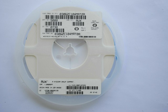 Avx Capacitor 0306zc104mat2a 0306 .1uf 10v X7r Rohs 5k/reel .0395 Low ...