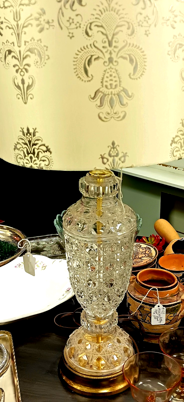 Vintage Baccarat-Styled Crystal Table Lamp with Shade | eBay