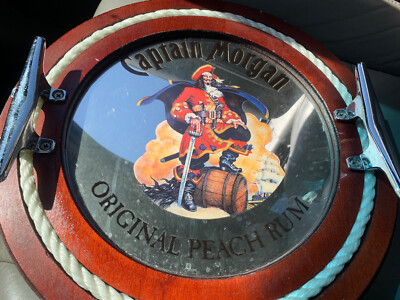 Rare Captain Morgan Original Peach Rum Sign Tray Natural Rope Round ...