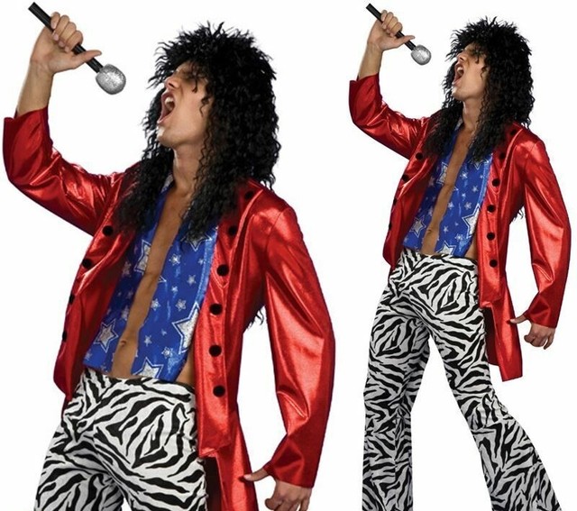 Heavy Metal Hero Costume Adult 80s Hair Band Rock Star Halloween Fancy ...