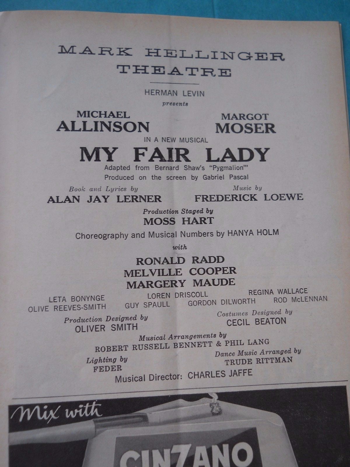 May 22 - 1961 - Mark Hellinger Theatre Playbill - My Fair Lady - Margot ...