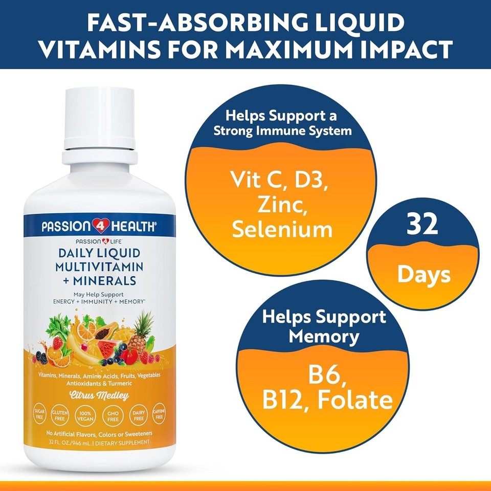 Mega Liquid Multivitamins, Trace Minerals, Amino Acids, Turmeric for ...