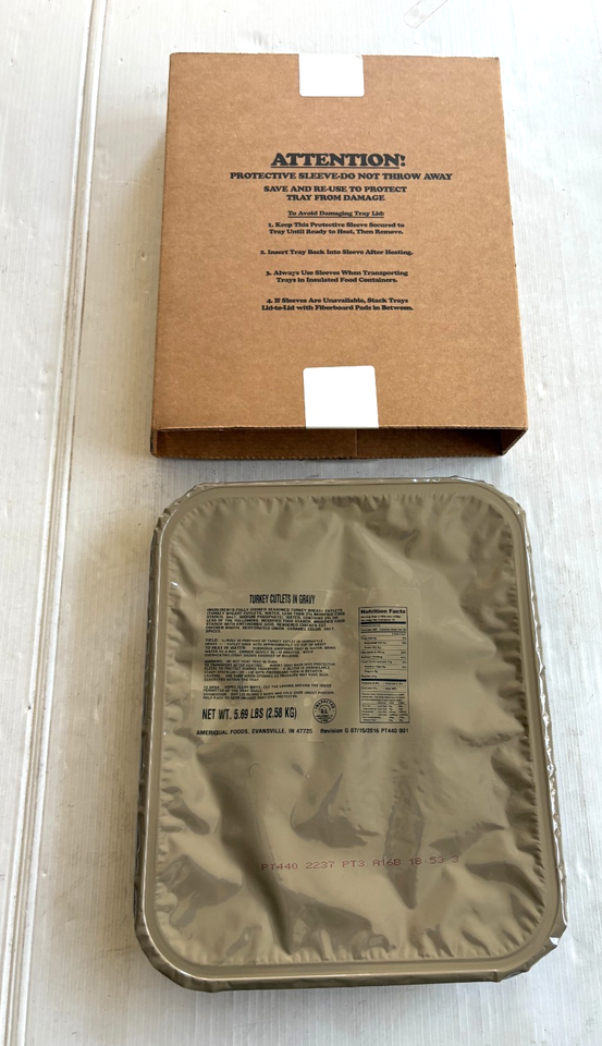 MILITARY SURPLUS TURKEY CUTLETS IN GRAVY MRE TRAY PACK UNITIZED GROUP ...