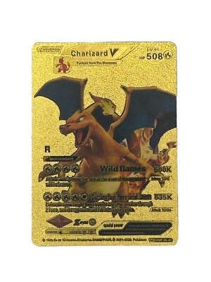 Charizard V Gold Foil Textured Display Pokémon Card NM/M | eBay