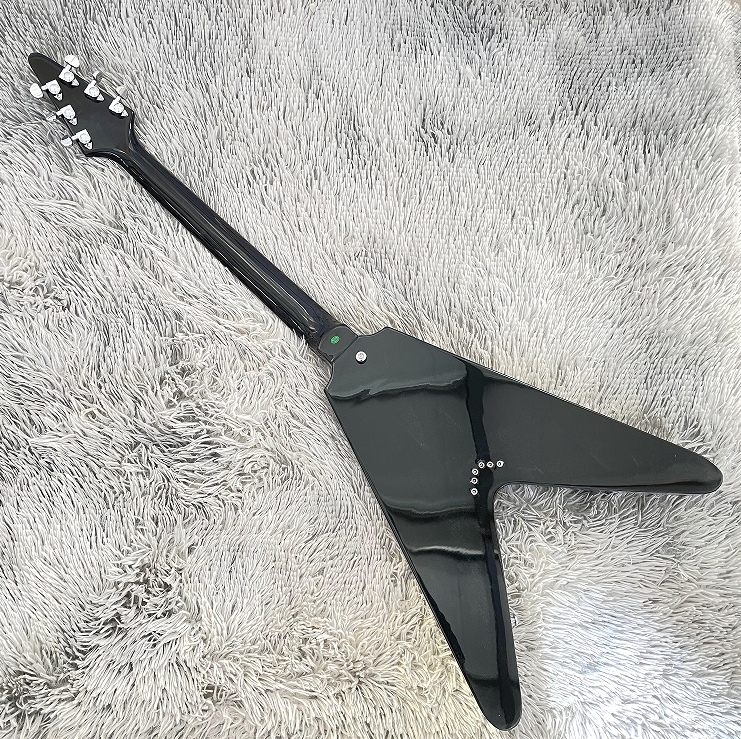 Flying V Left-handed Electric Guitar Black Bone Nut Gold Hardware Fast ...