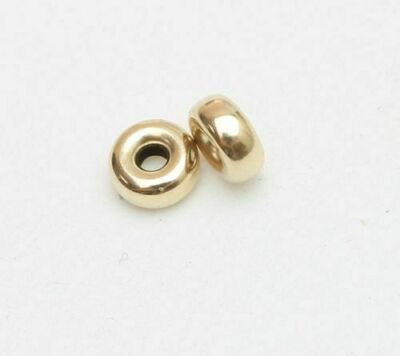 14k solid yellow gold Roundel round Bead 3 4 5 6 7 8 mm * PRICE FOR 1 ...